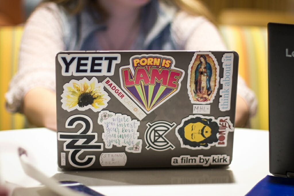 UW students’ laptop stickers show off their personalities – UW–Madison ...